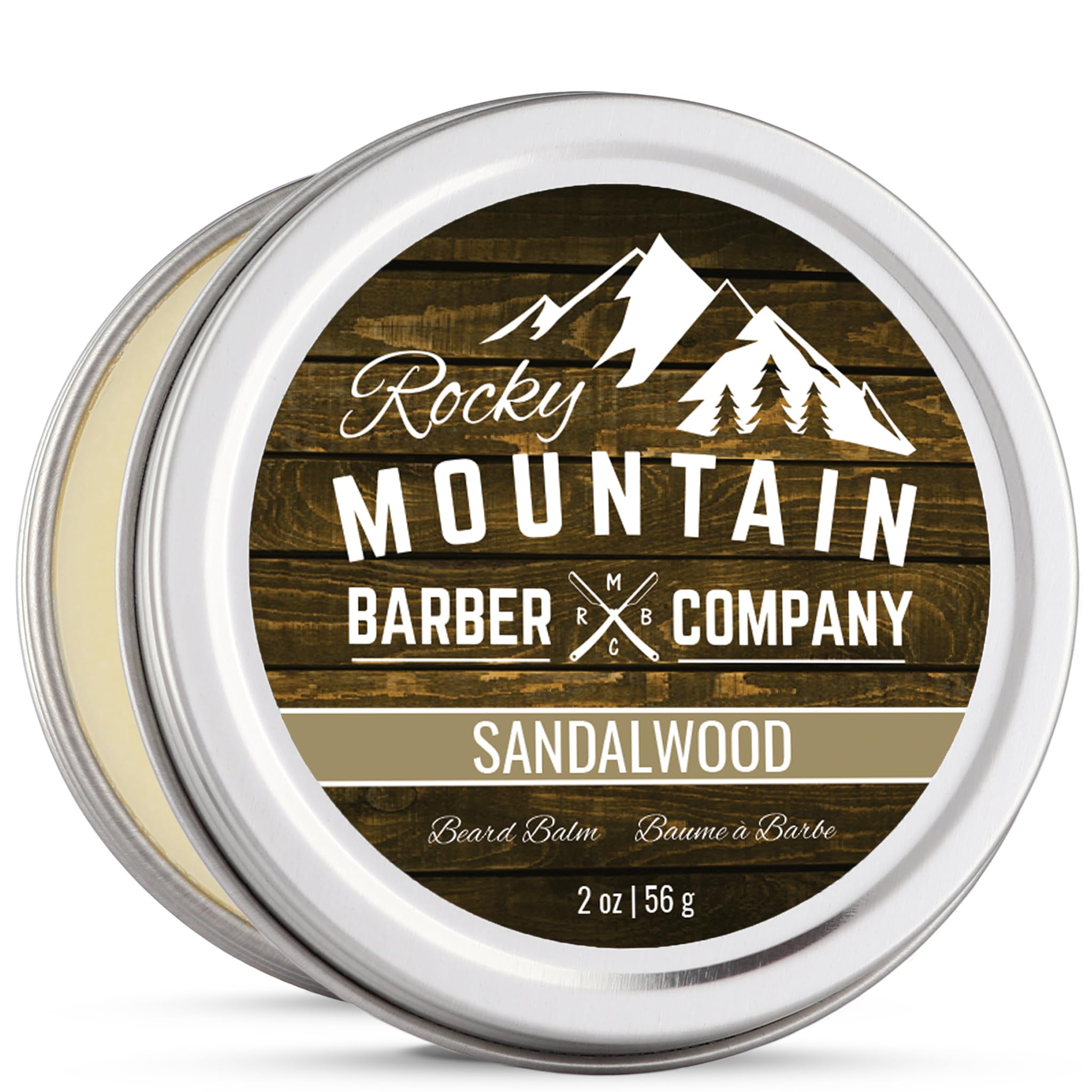 Beard Balm – Sandalwood Blend - Rocky Mountain Barber – with Nutrient Rich Bees Wax, Jojoba, Shea Butter, Coconut Oil – Contains Real Sandalwood Essential Oil