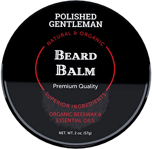 Beard Balm & Mustache Wax for Men - Beard Moisturizer with Organic Beeswax & Essential Oils - Hair Pomade & Hair Balm - Beard Polishes, Softener, Condition & Styling for Men's Grooming (2oz)