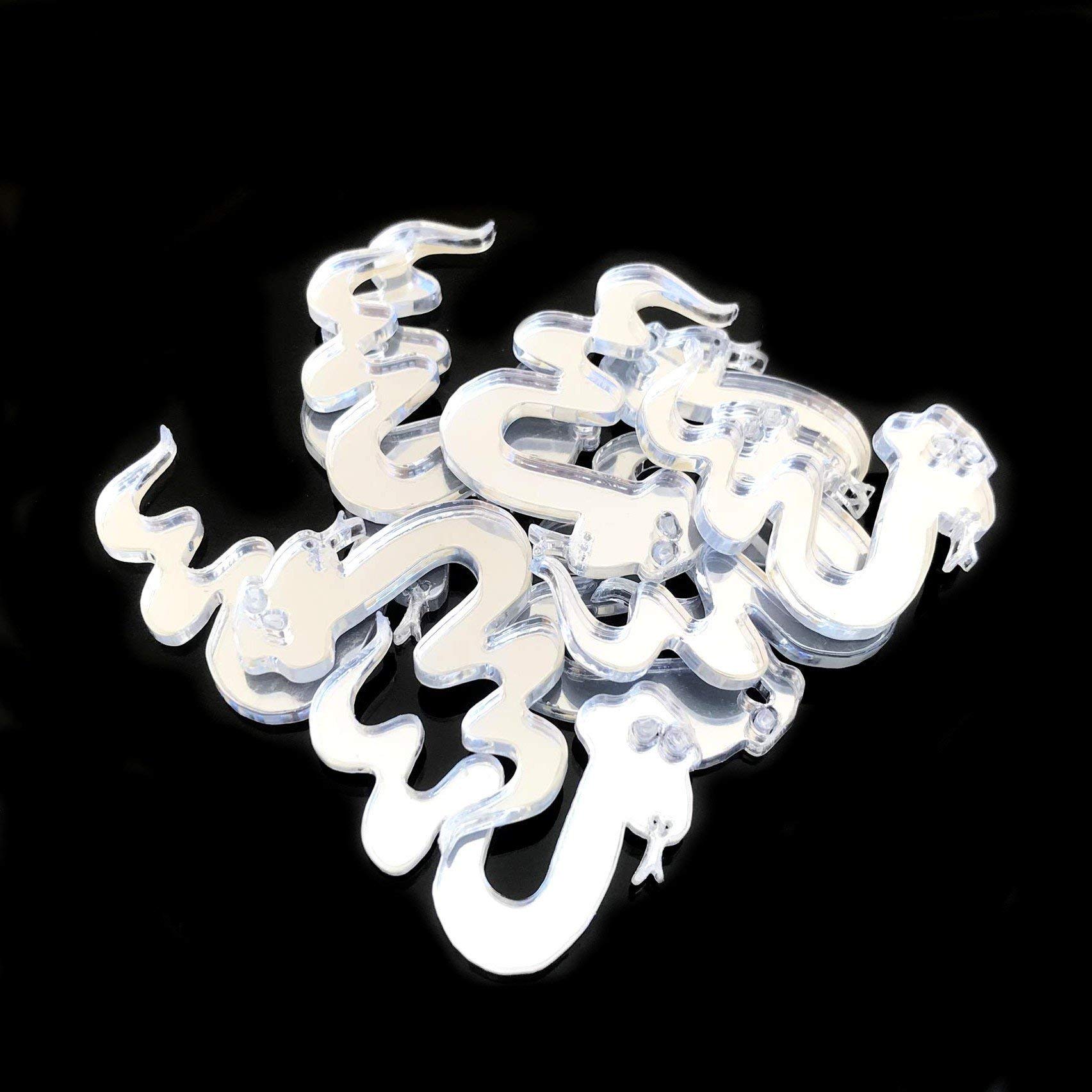 Super Cool Creations Snake Shaped Crafting Mirrors, Set of 10, Many Colours, Shatterproof Acrylic, Bronze Mirror, Pack of 10 x 3cm