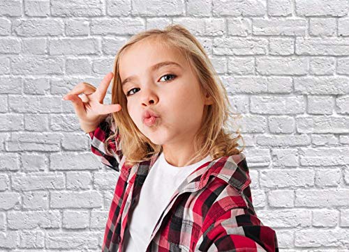 SJOLOON White Brick Wall Backdrop White Brick Photo Backdrop Thin Vinyl Photography Backdrop Background Studio Prop 10931 (8x8FT)