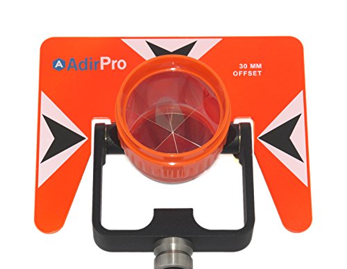 AdirPro All-Metal Single Tilt Prism- Fits All 0/-30mm Offset Total Stations Surveying Tool With Case Soft Bag, Ideal as Land Surveying Equipment, Orange