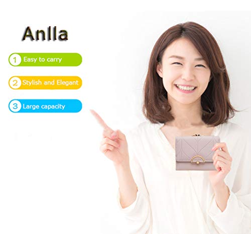 Anlla Small Wallets for Women,Cute Womens Wallets Slim Mini Wallet kawaii coin pocket (New pink)