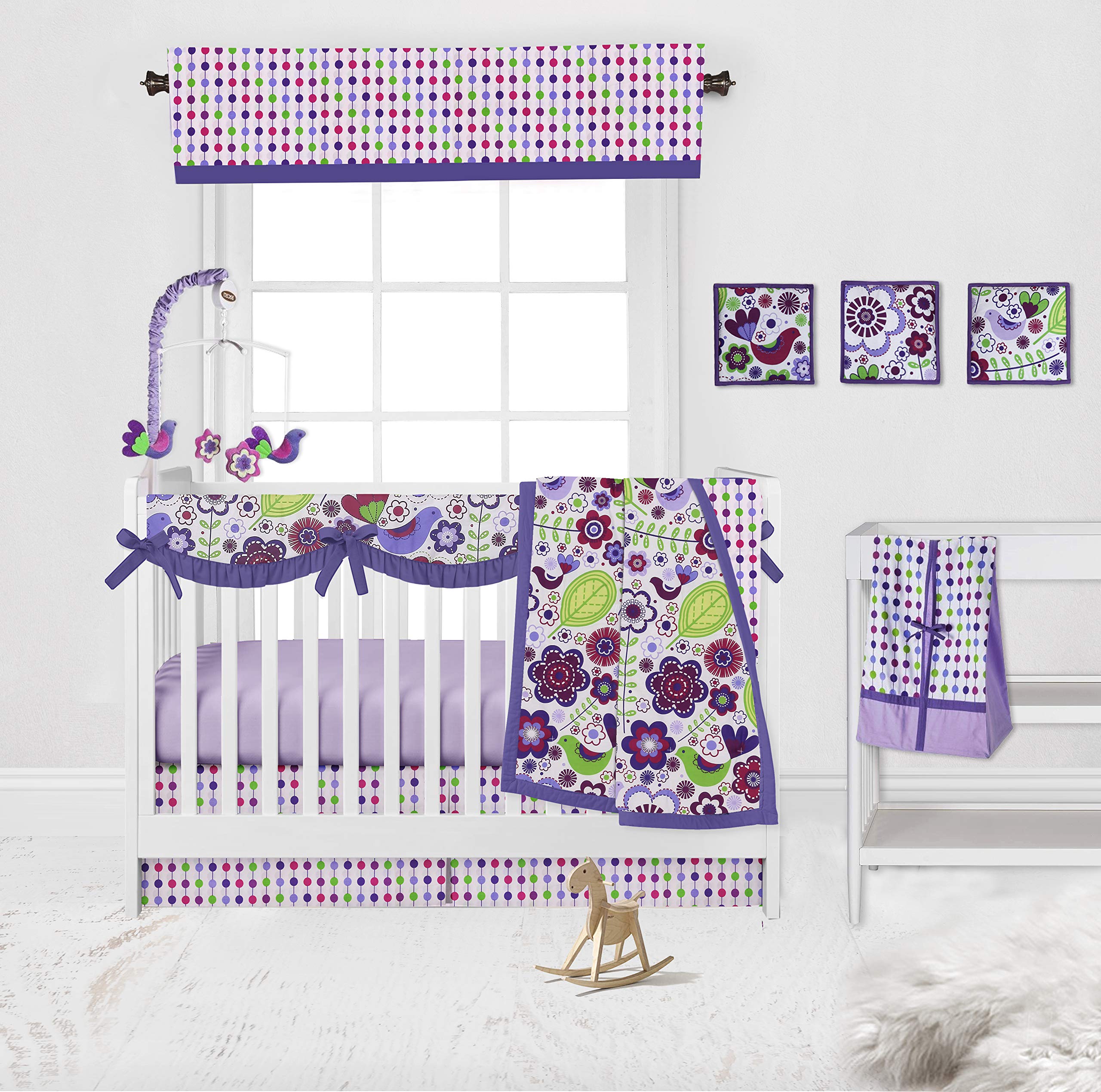 Bacati - 2 Pack Dots Purple Girls 100% Cotton Universal Baby US Standard Crib or Toddler Bed Fitted Sheets (Pearl String, Purple)