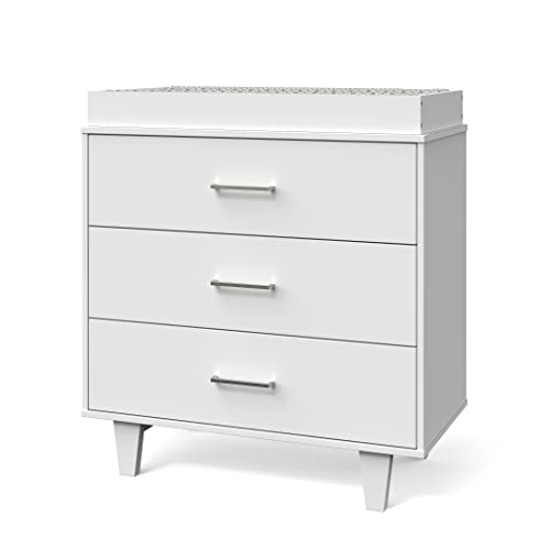 Child Craft Tremont 3 Piece Baby Nursery Set with 4 in 1 Convertible Crib, Changing Table Dresser and Chest (Matte White)