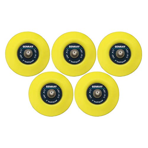 SENRAY 5Pcs 3-Inch Hook and Loop Backing Pad Sanding Pads for Dual Action Orbital Sanders, 1/4"-20 Thread | 15,000 RPM
