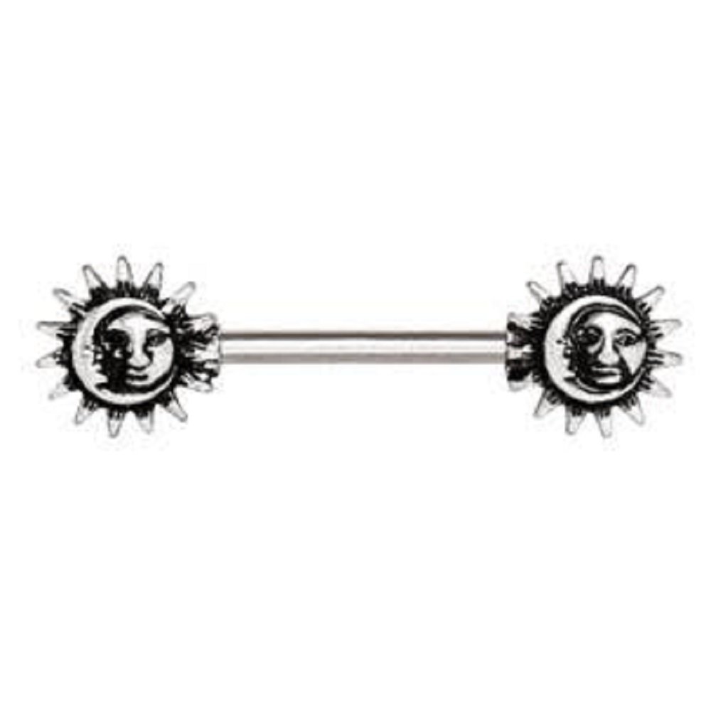 316L Stainless Steel Vintage Sun and Moon WildKlass Nipple Bar