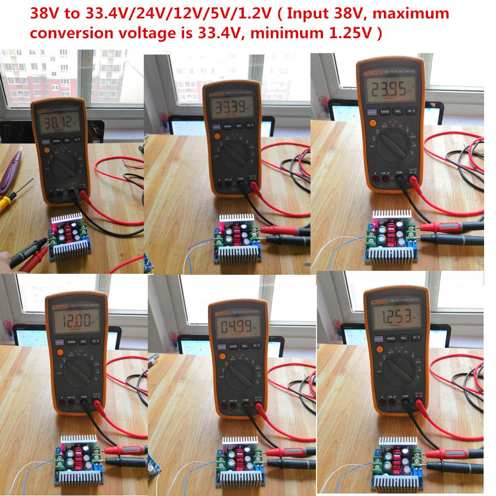 Anmbest Constant Current CC CV Buck Converter Module DC 6-40V to 1.2-36V 20A 300W Adjustable Step Down Voltage Regulator Power Supply Module with Short Circuit Protection Function