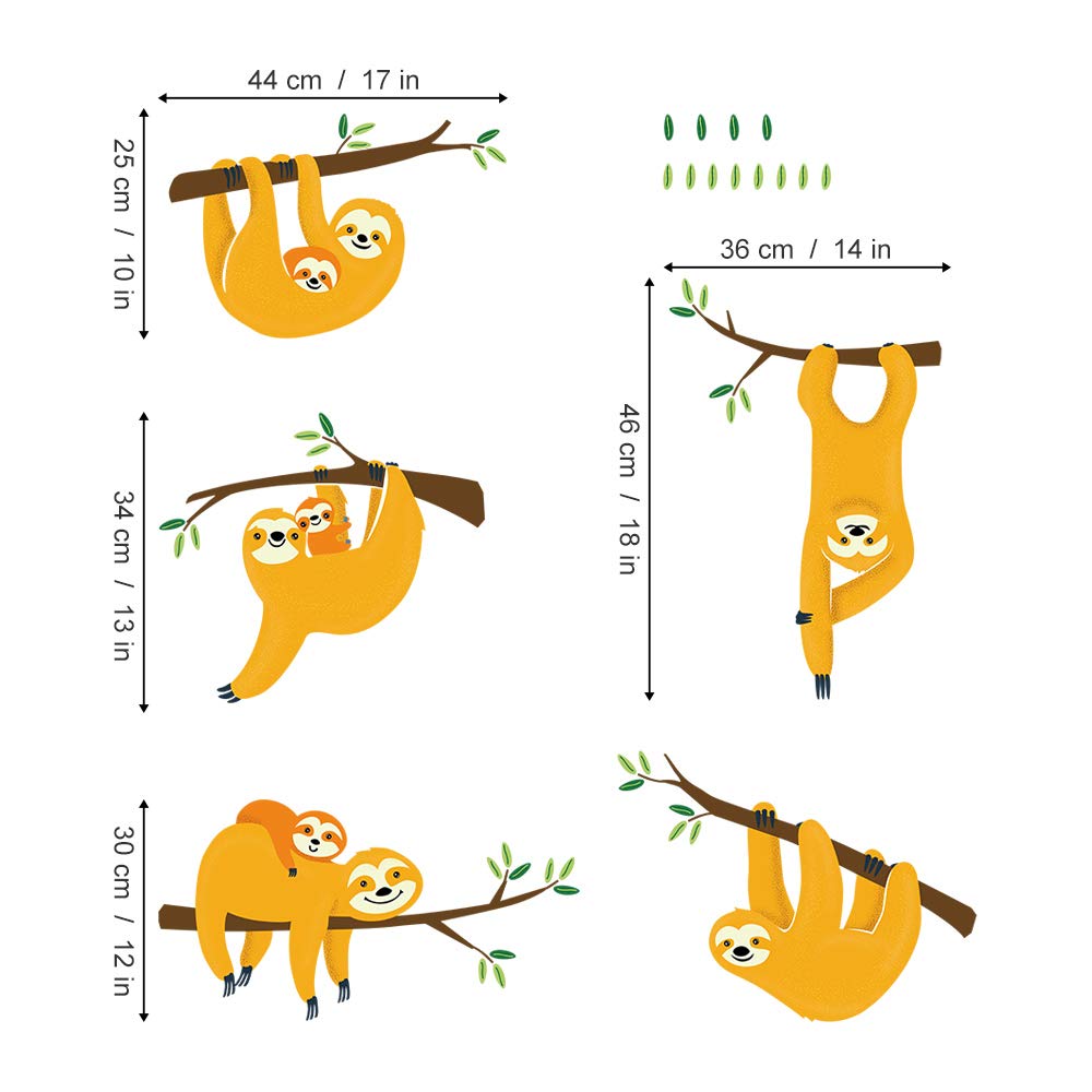 ufengke Sloths Wall Stickers Tree Branch Wall Art Decals Wall Decor Nursery Wall Art for Kids Bedroom