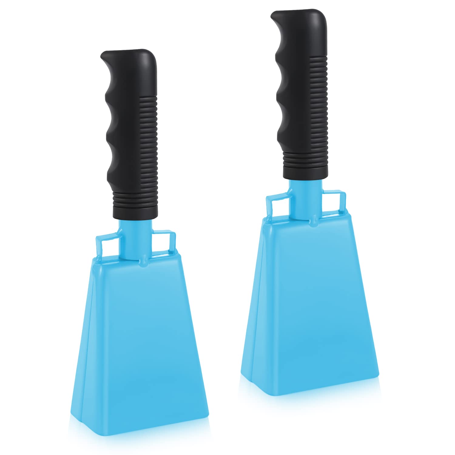 2pcs Cow Bell Noise Maker, Cowbell with Handle for Sporting Events Football Game Cheering Bells Large Solid School Bells Hand Call Bell (Blue)