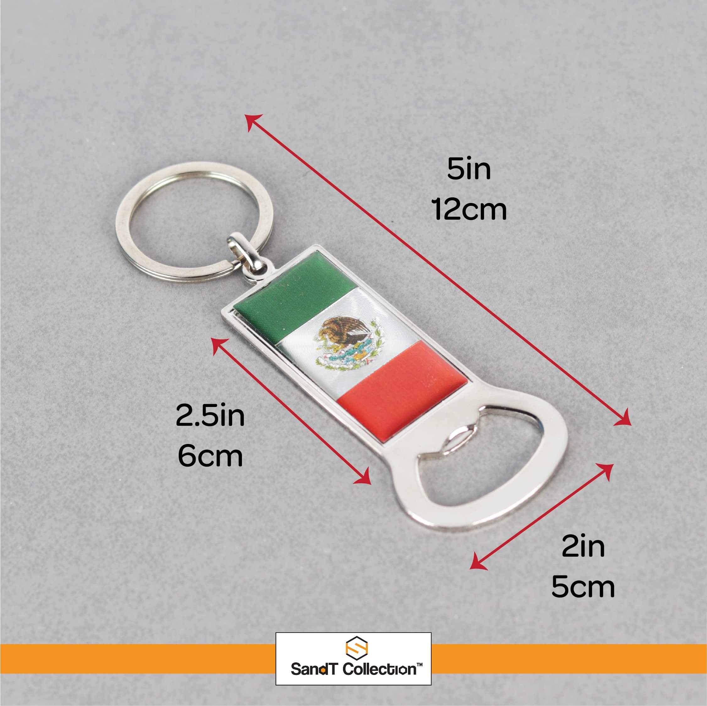 3 Piece Mexican Flag Beer Bottle Opener Keychain