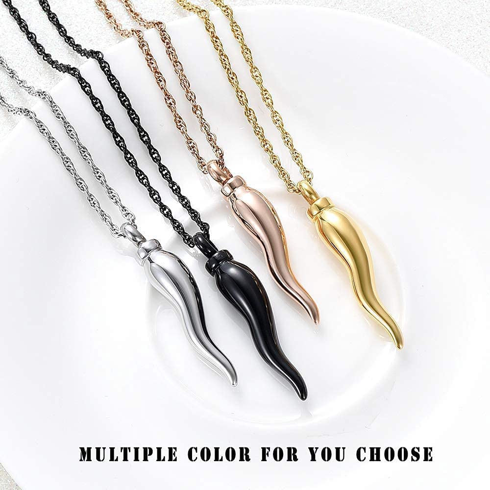2PCS Cremation Jewelry Heart Horn Urn Necklaces for Ashes for Women Men