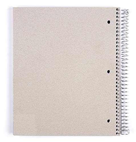 Mintra Office Durable Spiral Notebooks, 5 Subject, (Salmon, College Ruled 1pk), 200 Sheets, 5 Poly Pockets, Moisture Resistant Cover, School, Office, Business, Professional