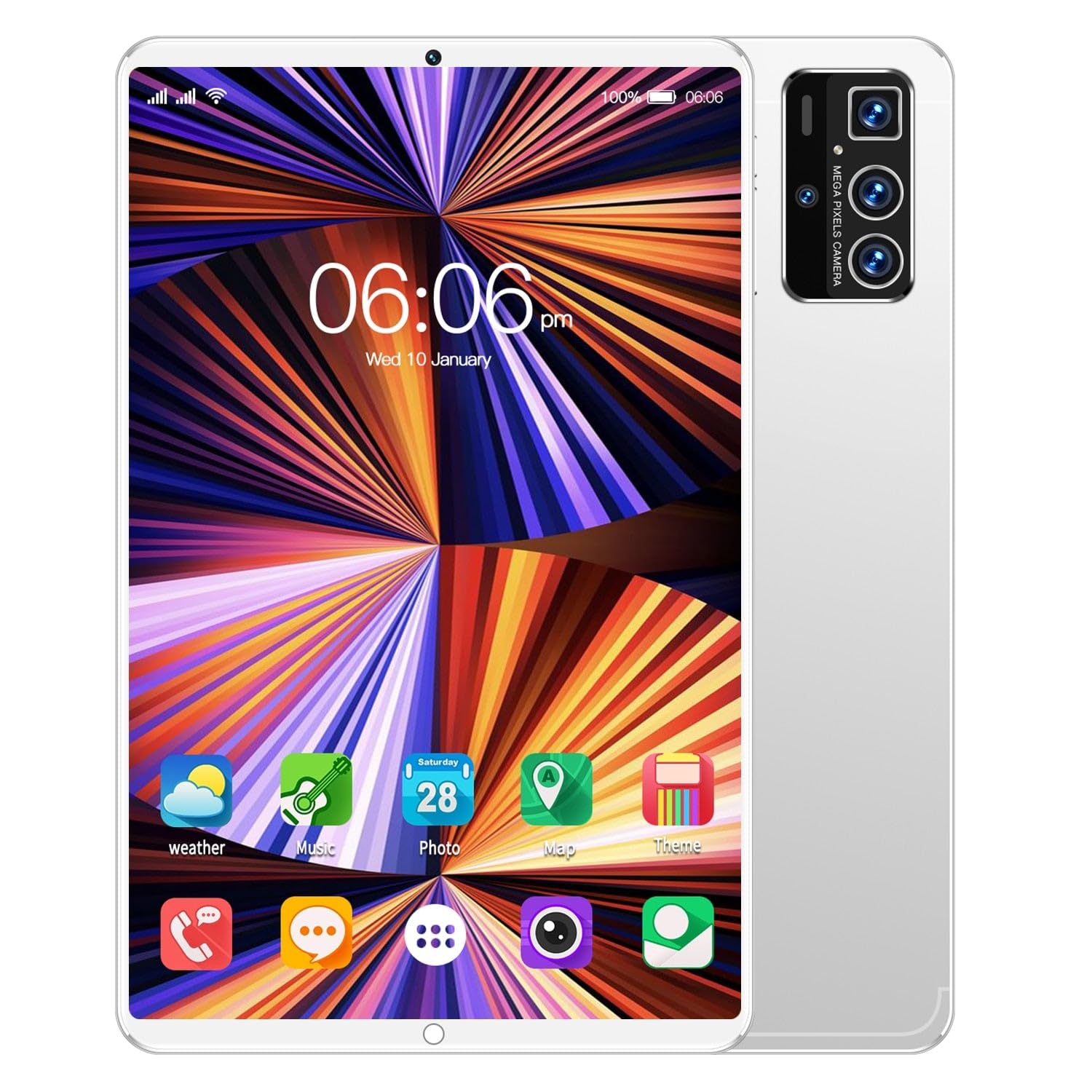 2023 5G New Tablet Pad14 10.1inch Tablet Android 16GB RAM 1TB ROM 8800mAh Android 11.0 MTK6797 WiFi Network Bluetooth fullscreen Silver / 8GB RAM 256GB ROM/US-Plug