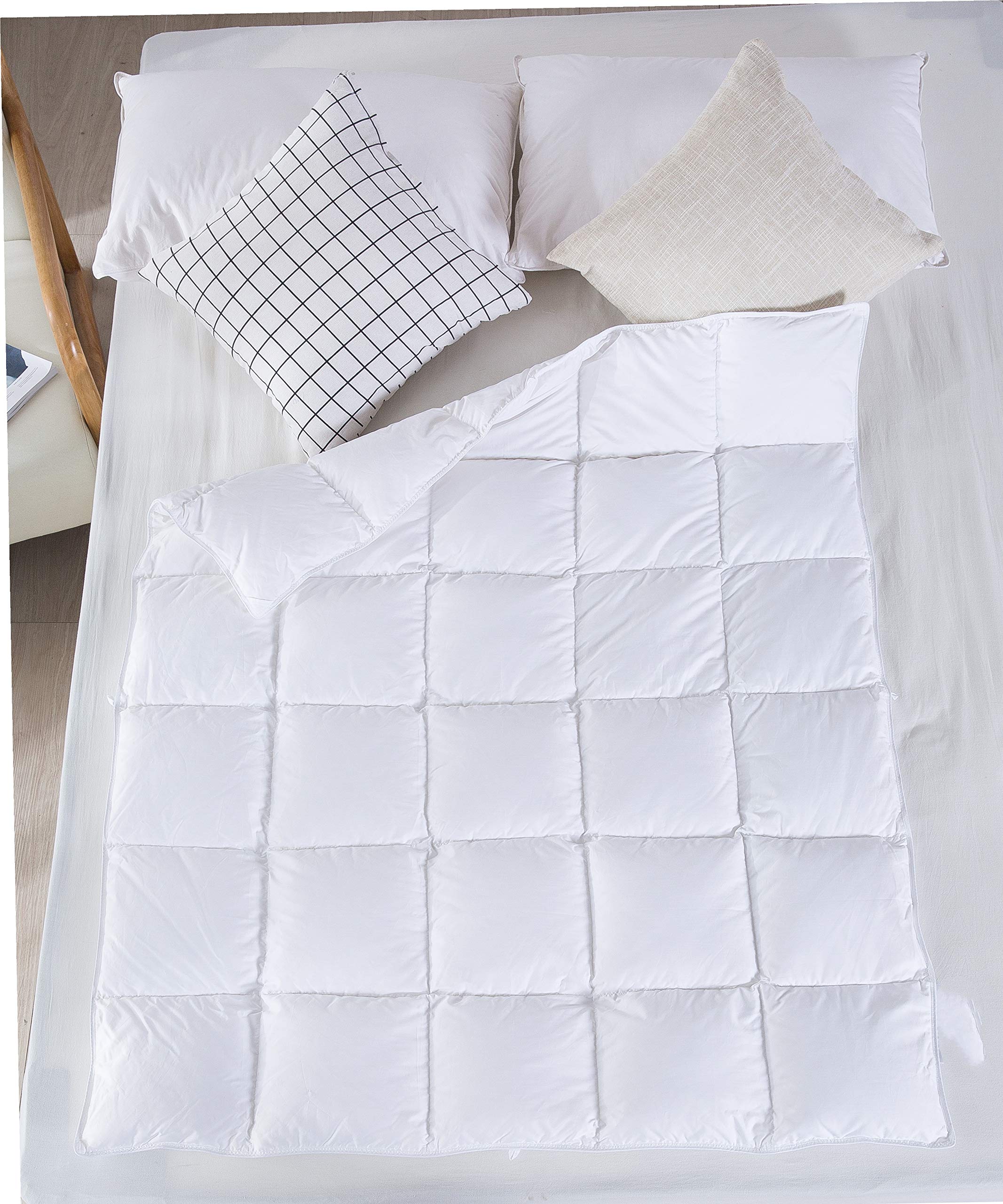 KumiQ Crib All Season Lightweight Natural White Down Baby Toddler Comforter Duvet, Down-Proof Cotton Shell, Machine Washable (White, 41x48in)