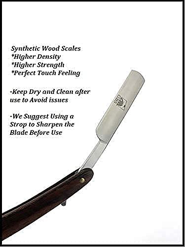 G.B.S Mahogany Wood, Shave Ready Straight Razor, Leather Strop Made with Cow Hide Leather Steel Clamp, Wooden Handle