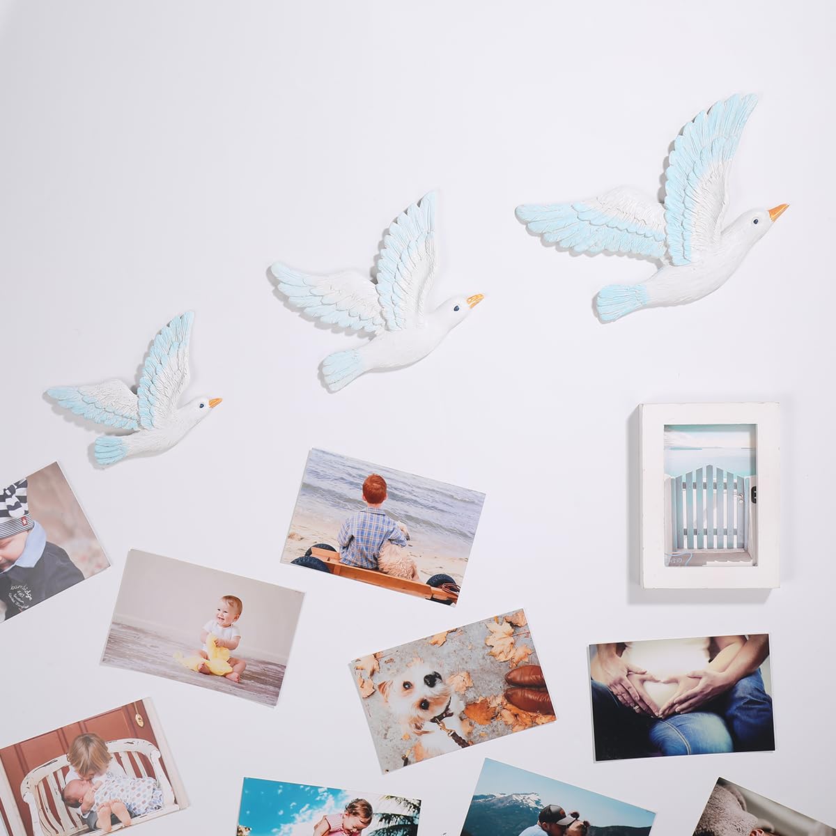 BESPORTBLE 3pcs Resin Birds Dove Wall Art Decorations ResinNautical Beach Seagulls Ornaments for Garden Coastal Wall Sculptures Decorations