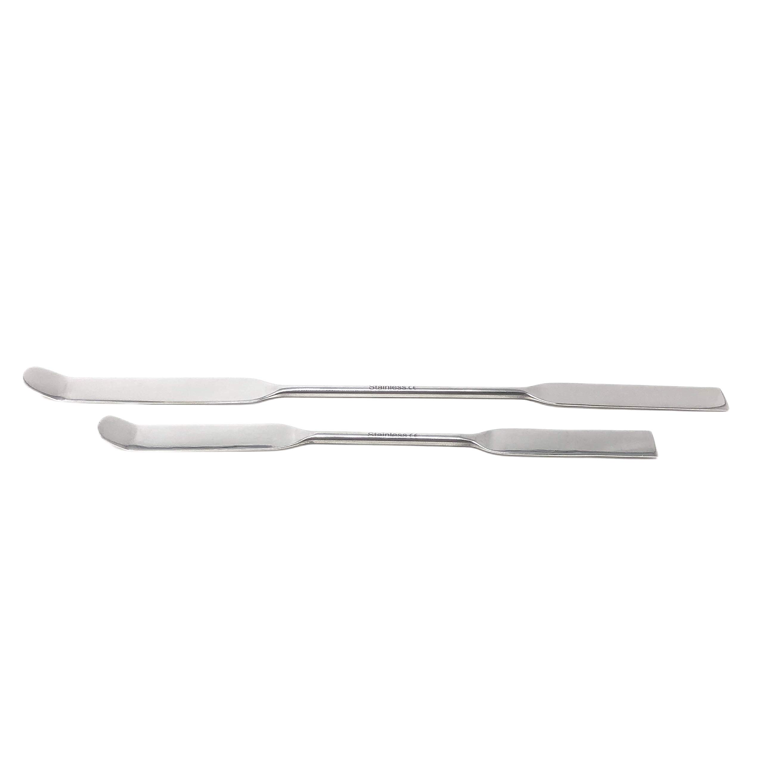 Scientific Labwares Stainless Steel Double Ended Micro Lab Spatula Sampler, Square & Round Angled End - Chattaway Style (8")