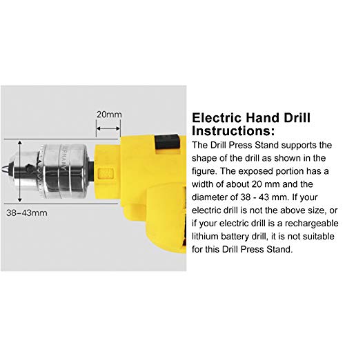 Adjustable Drill Press Stand for Drill Workbench Repair Tool Universal Bench Clamp Support Tool, Drill Press Table, Drill Stand for Hand Drill Single Hole Aluminum Base (1 Mounting Hole)