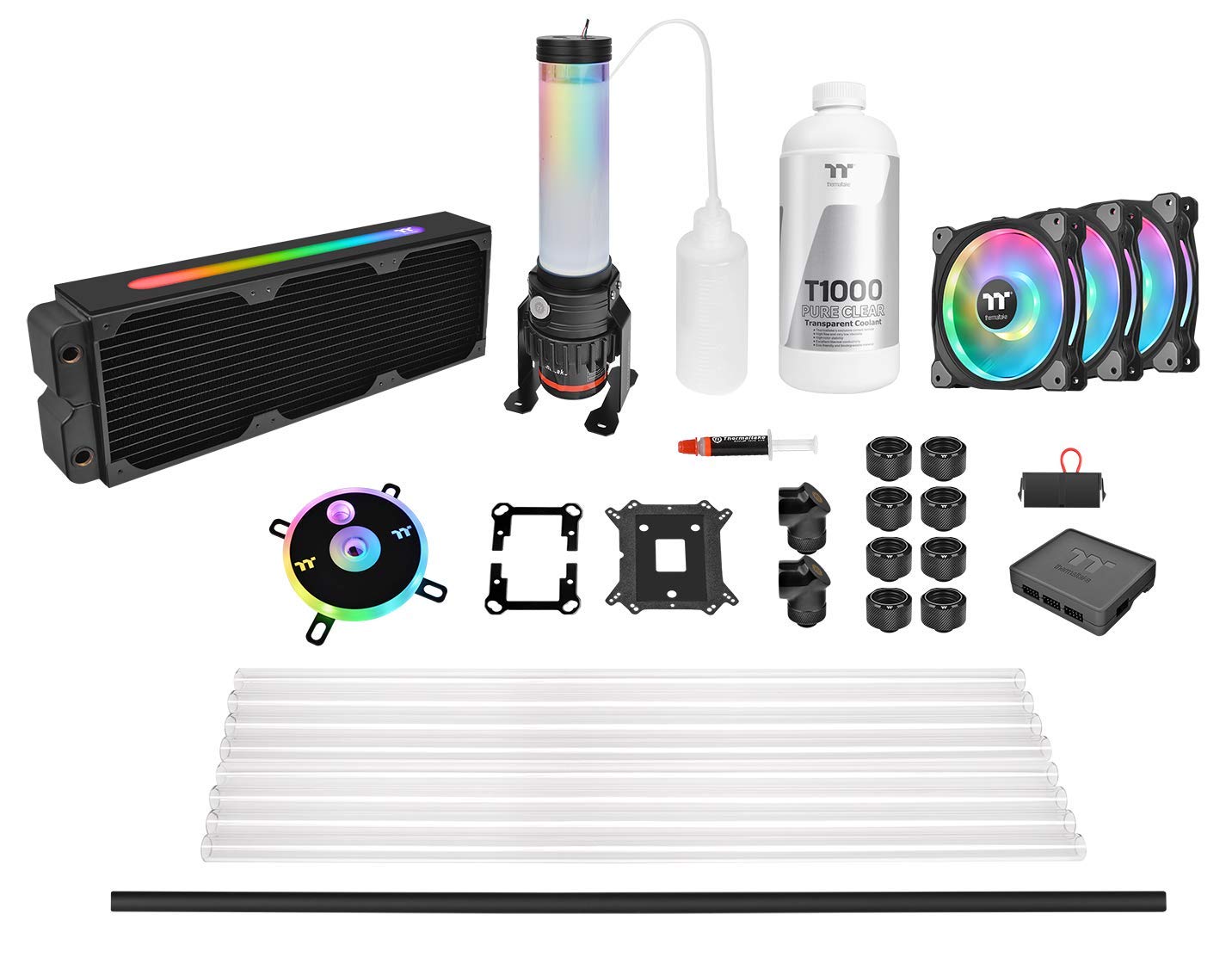 Thermaltake Pacific CL360 Max D5c Res/Pump 16.8 Million Color RGB (Alexa, Razer Chroma) Software Enabled Copper Radiator PETG Hard Tube Water Cooling Kit CL-W259-CU00SW-A