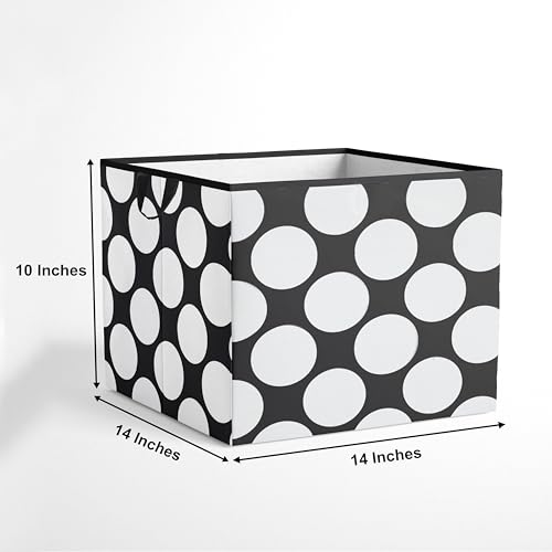 Bacati - Large Storage Tote Dots Pin Stripes Black Neutral 14 x 14 x 10 inches