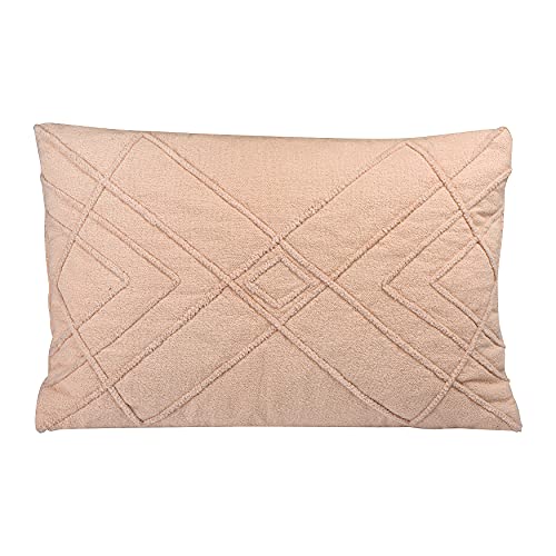 Main + Mesa Embroidered Cotton Geometric Lumbar Pillow, Blush