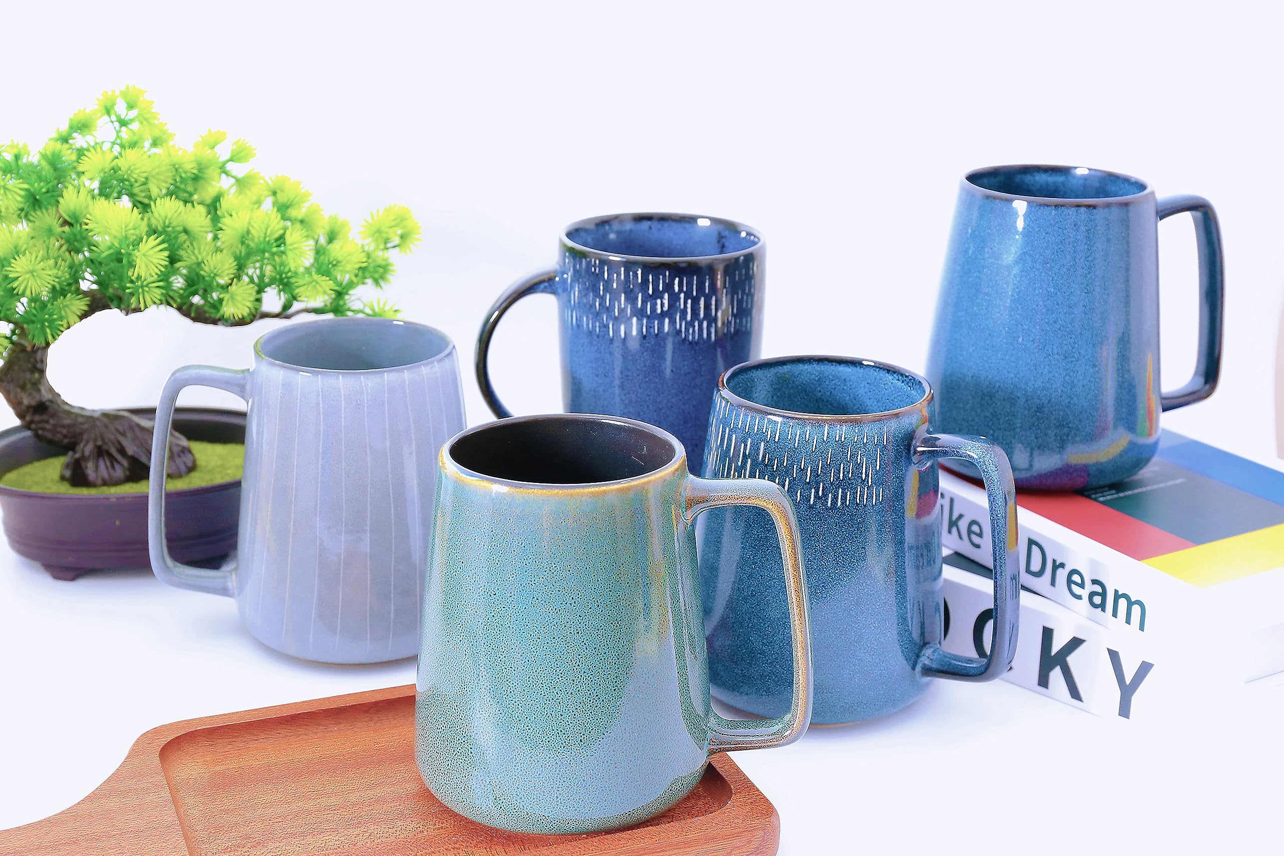 24 oz Ceramic Coffee Mug Large Milk Coffee Mug Tea Cup for Cocoa Cappuccino Latte Cereal Dishwasher Safe Microwave Safe (Green)