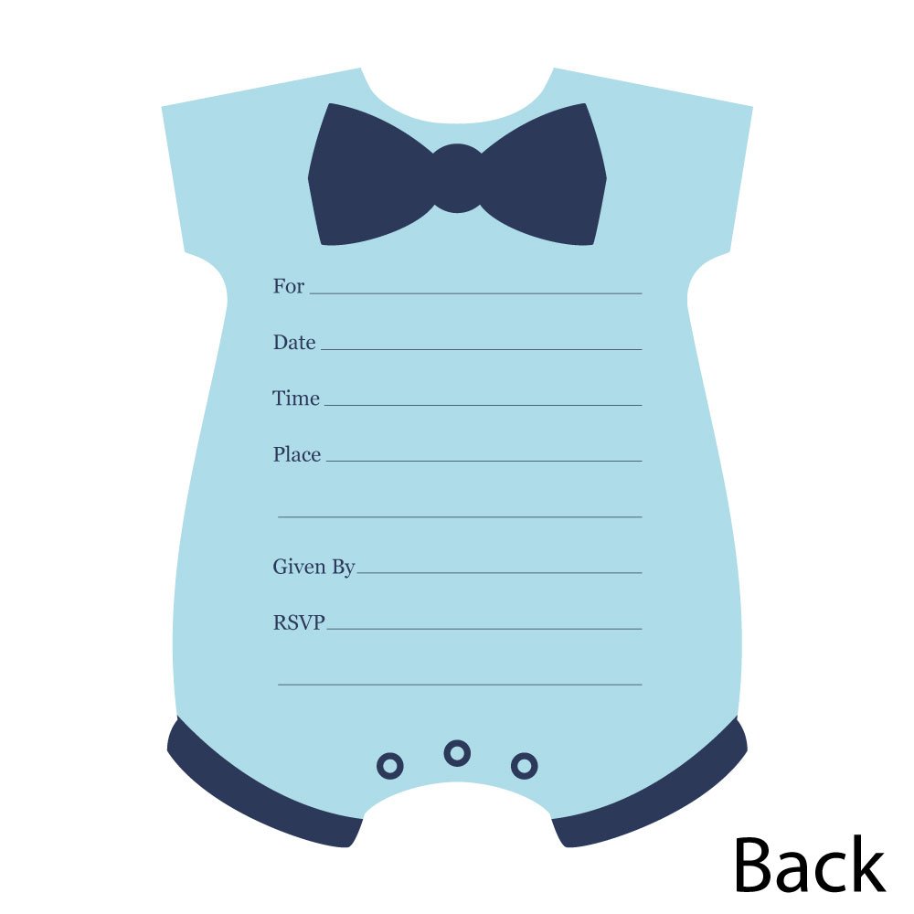 Big Dot of Happiness Hello Little One - Blue and Navy - Shaped Fill-In Invitations - Boy Baby Shower Invitation Cards with Envelopes - Set of 12