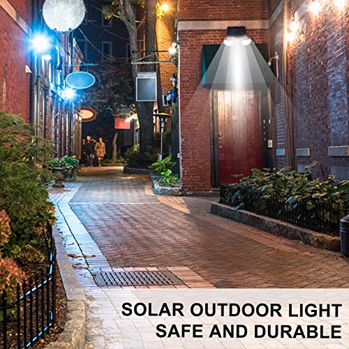 BESPORTBLE LED Solar Powered Light Human Body Induction Wall Street Lamp Outdoor Security Landscape Lantern for Patio Stairs Garden Pathway Home Light with 56 LED Bulb