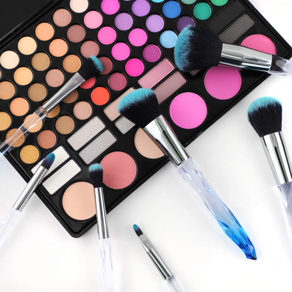 Professional Makeup Brush, Acrylic Diamond Handle Make Up Brushes Series for Full Face Foudation Blush Eyeshadow Concealers Powder Transparent Beauty Tools