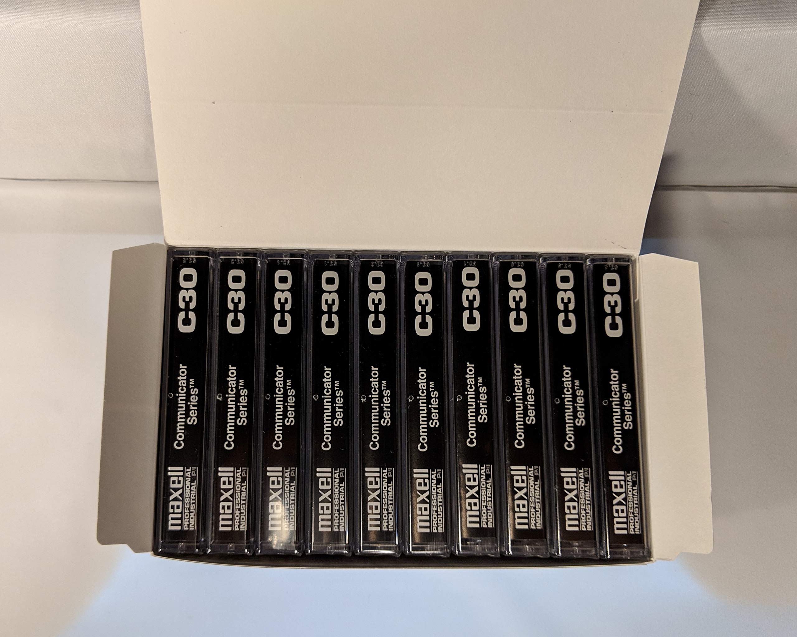 Box of 10 Maxell Professional Industrial Communicator Series Cassette Tapes C30