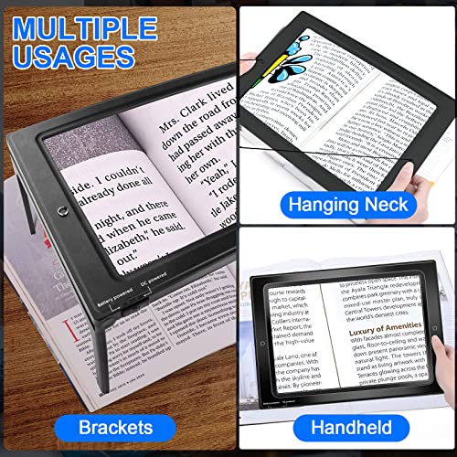 4X Magnifying Glass for Reading, 10"x 6"Large Full Page Magnifier with 50 Ultra-Bright LED Lights, Evenly Lit Perfect for Low Vision Person and Seniors