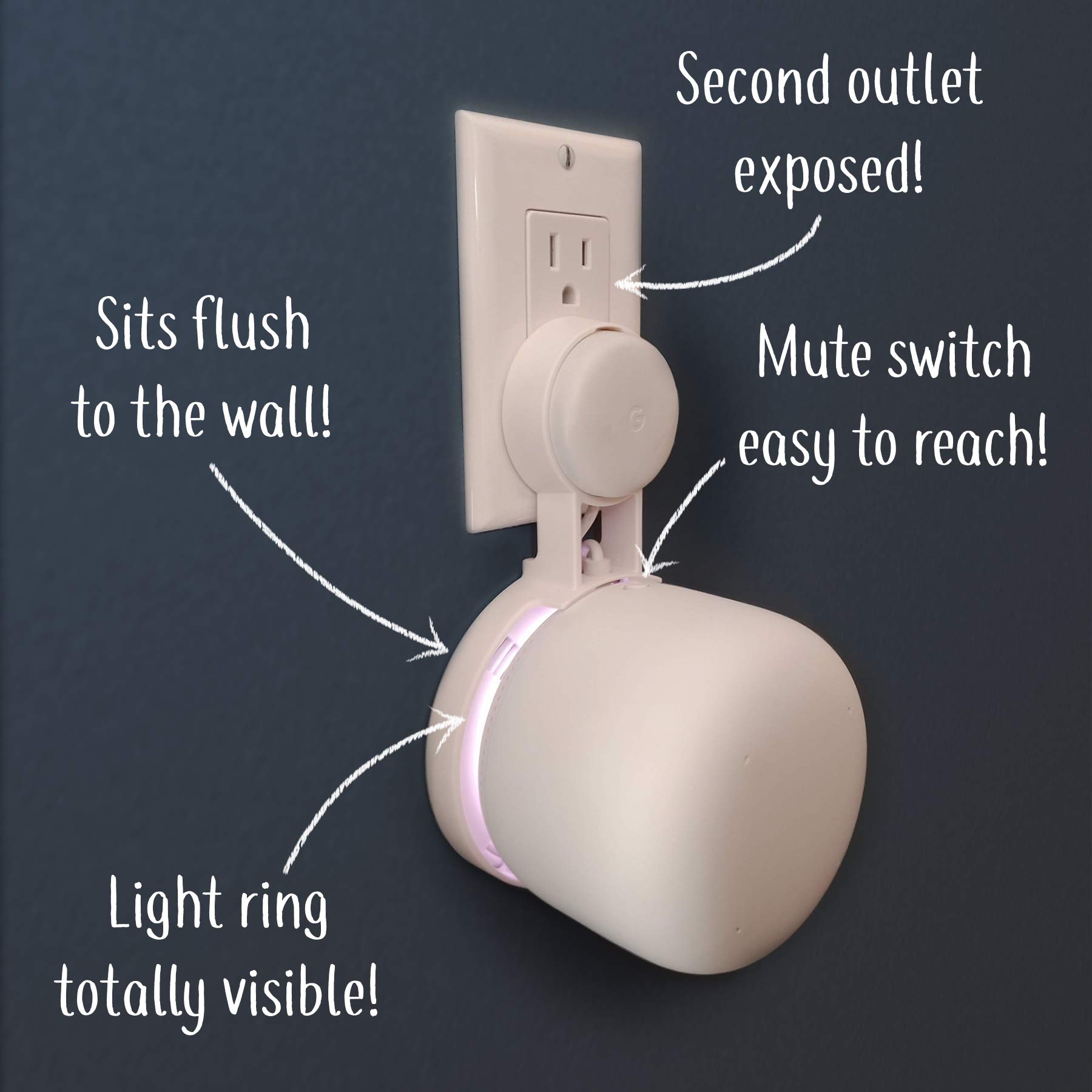 Nest WiFi Point Genie: The Simplest Lowest Profile Outlet Holder Mount for Google Nest WiFi Point | Reinforced Support | Great Sound | Open Access | No Messy Screws! (2-Pack)
