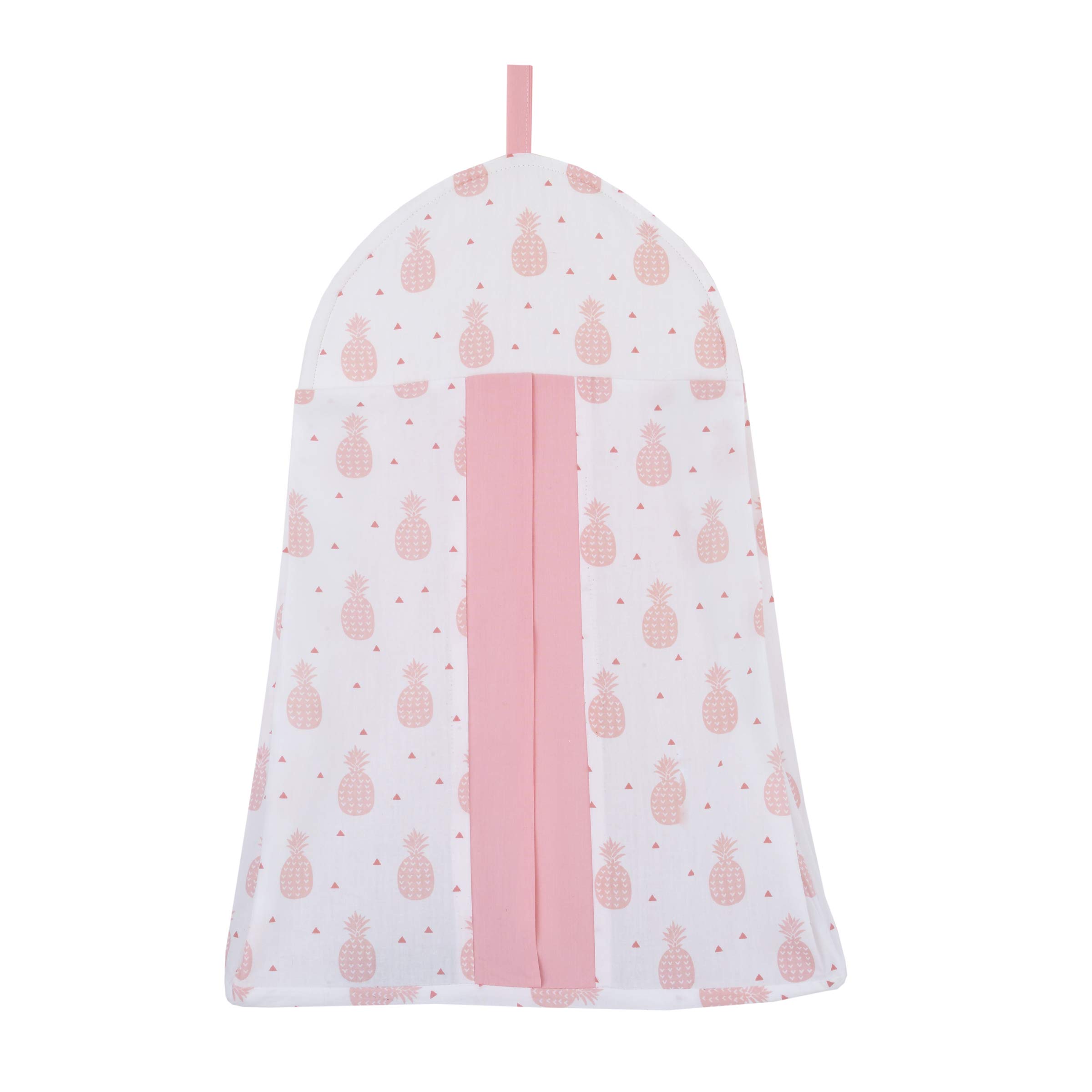 Nojo Tropical Flamingo Pink & White 100% Cotton 4Piece Nursery Crib Bedding Set, Embroidered Quilt, Fitted Sheet, Dust Ruffle, & Diaper Stacker, Pink, White, Grey