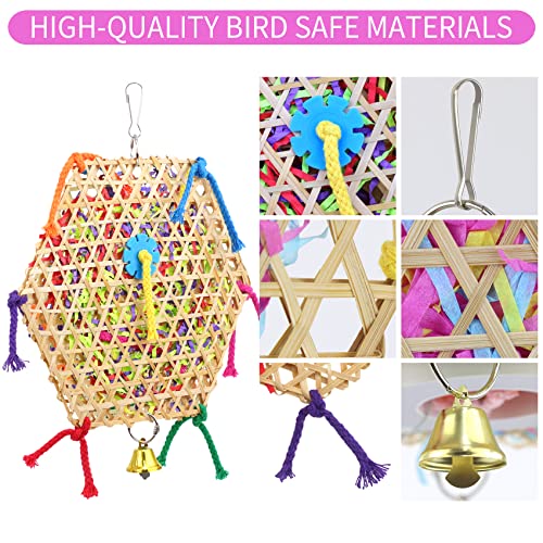 AK KYC Bird Parrot Toys,2 Pack Bird Hanging Foraging Shredder Toys for Small Medium Small Bird Conure Cockatiel Parrotlet Lovebird Budgie