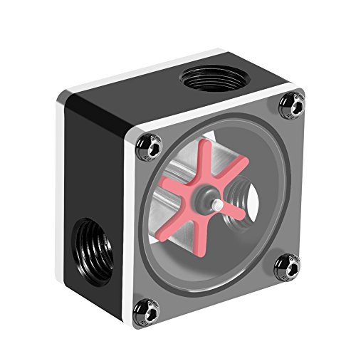 G1/4 Thread 6 Impeller 3 Ways Flow Meter Indicator Computer Flow Meter Water Flow Meter for PC Computer Water Cooling System, Easy to Install and Use (3 Ways)
