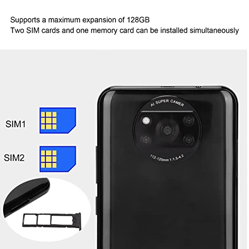 5.0Inch Unlocked Smartphone, 2GB RAM 16GB ROM, Support Face Recognition/WiFi/BT/FM/GPS, 8MP Front 8MP Rear Camera, 2G 3G Cell Phone for Android 10.1 (Black)
