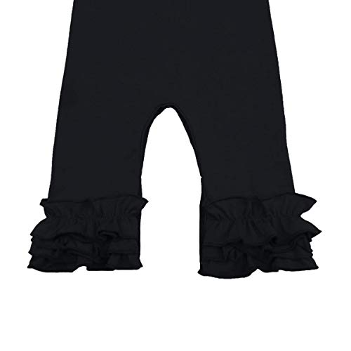 IBTOM CASTLE Baby Girls Boys Christmas Icing Ruffle Jumpsuit Pants Plain Layering Bodysuit Romper Long Sleeve Pajamas Birthday Outfits Black 0-3 Months
