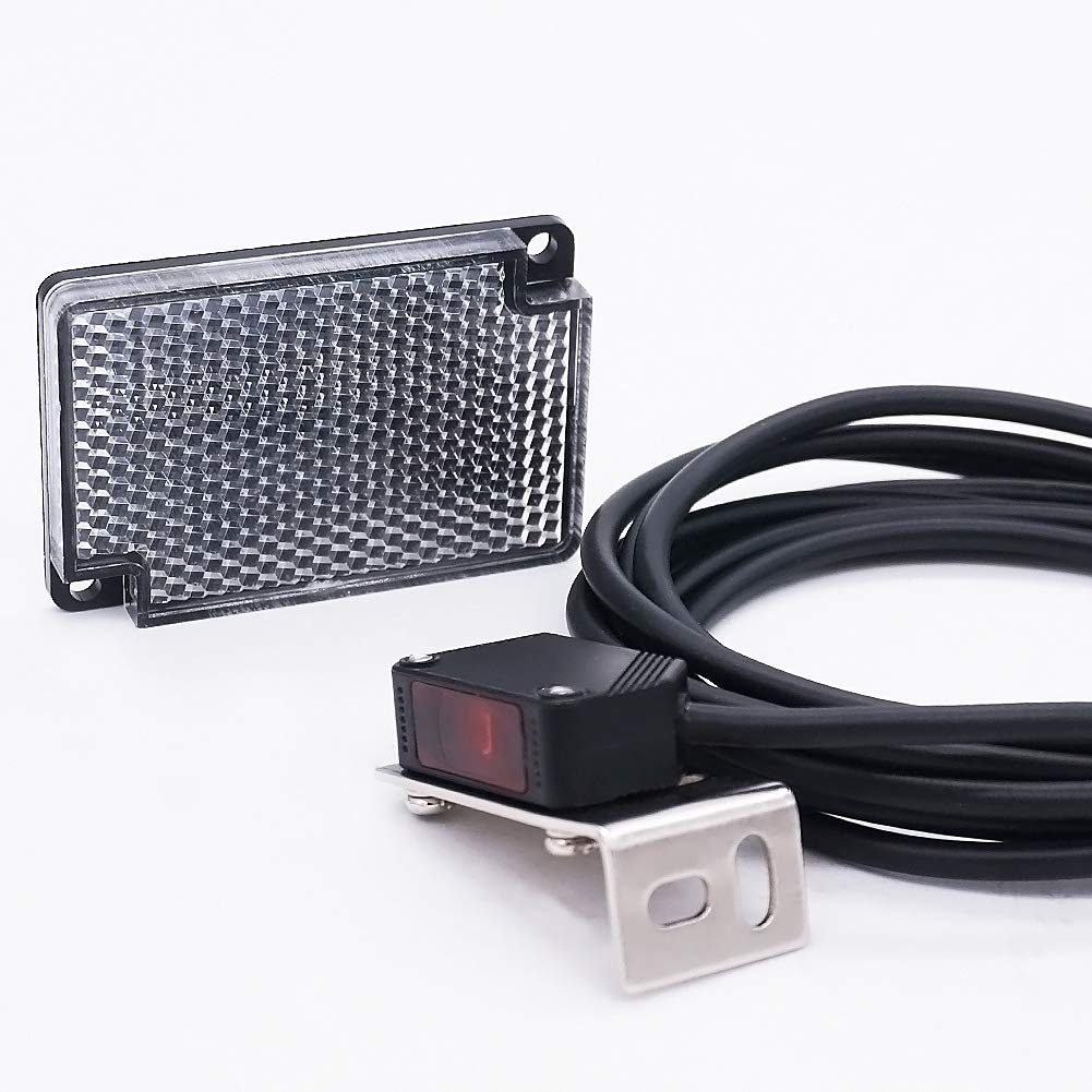 Twidec/ 0-2M Adjustable Indoor Wall Mounted Photoelectric Beam Sensor NPN (NO Or NC Switchable) photoelectric Sensor Switch Proximity Switch 2m line Cable Induction with Reflector Panel E3Z-R61-Z-G