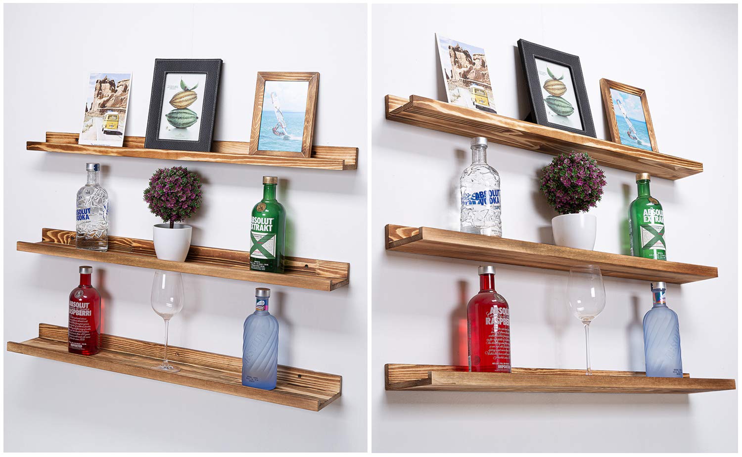 AZSKY Large Floating Shelves 36 Inch Wood Wall Mounted Set of 3 Floating Bookshelf Long Wooden Picture Ledge Shelf for Home Decoration