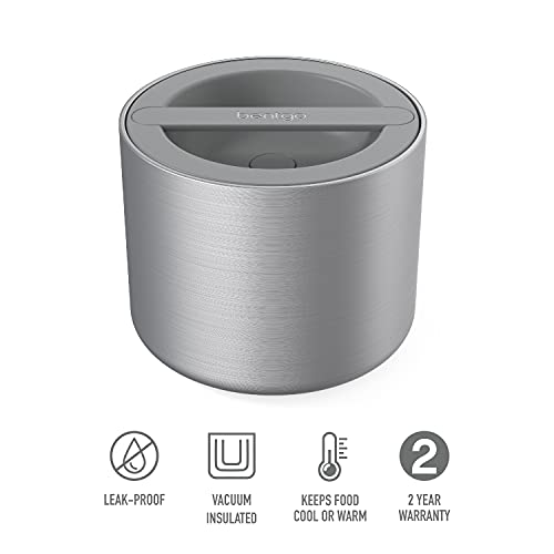 Bentgo® Stainless Insulated Food Container - Triple Layer Insulation, Leak-Proof Lid, Wide Mouth Design - Sustainable 2.4 Cup Capacity, Food-Grade Materials, Ideal for Cool or Warm Food (Stainless Steel Silver)