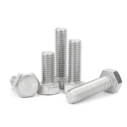3/8-16 × 1" Hex Head Screw Bolt, 304 Stainless Steel 18-8, Full Thread, Coarse Thread UNC, ASME B18.2.1, 10 Pcs-Pack