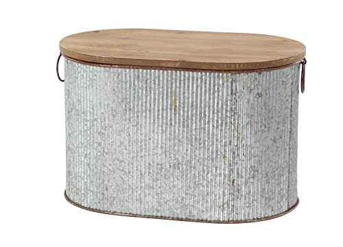 Deco 79 Metal Storage Bench with Brown Wood Top, Set of 3 48", 23", 23"W, Brown