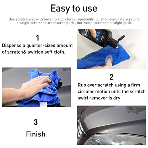 GLISTON Scratch Remover, Car Scratch Remover, Magic Scratch Remover for Cars, Car Polish Buffer Kit, Easily Repair Paint Scratches, Swirl, Marks, Scuff, Blemish, Water Spots, Hairline Polish, 10.2oz