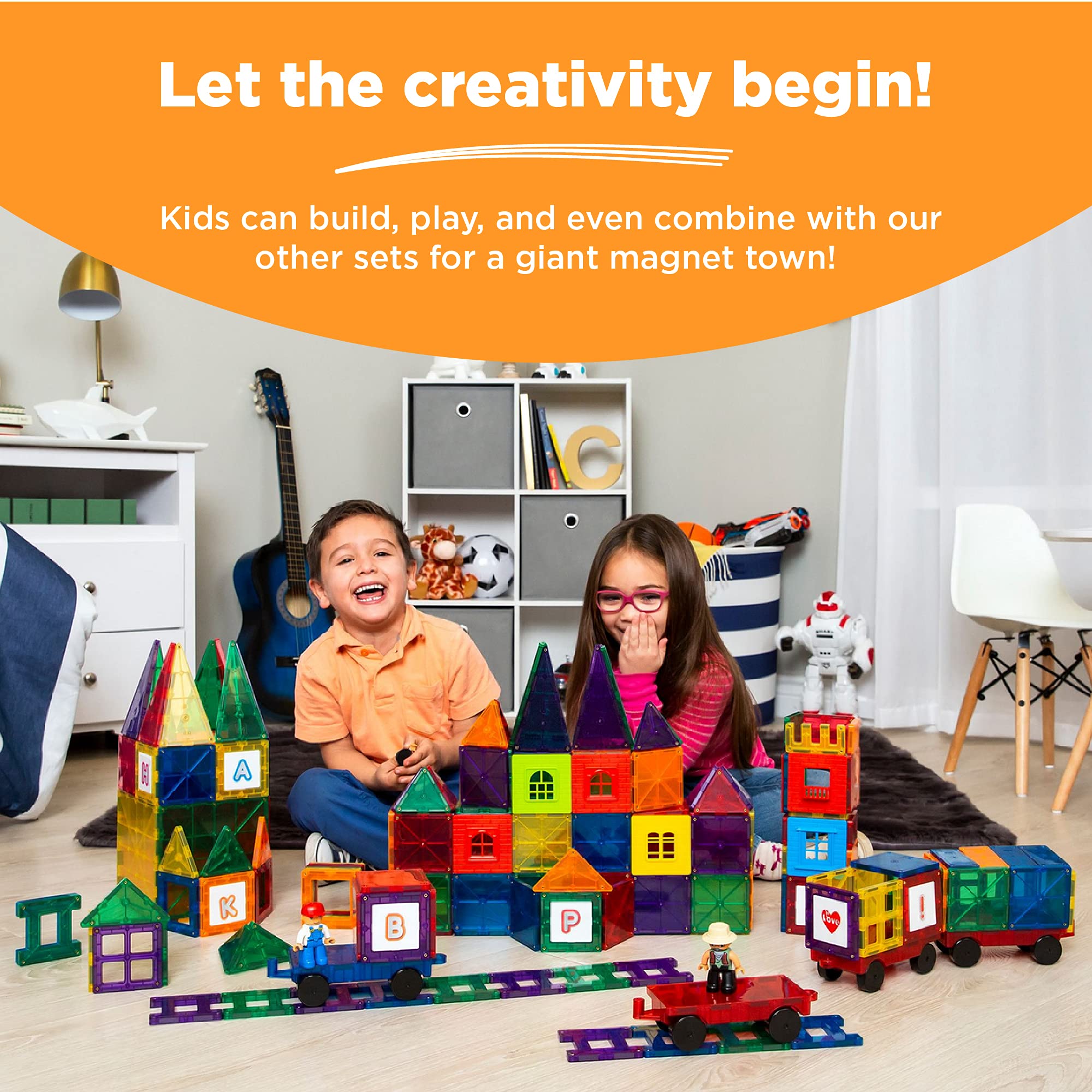 Best Choice Products 265-Piece Kids Colorful Magnetic Tiles Set 3D Construction Magnet Building Blocks Educational STEM Toy
