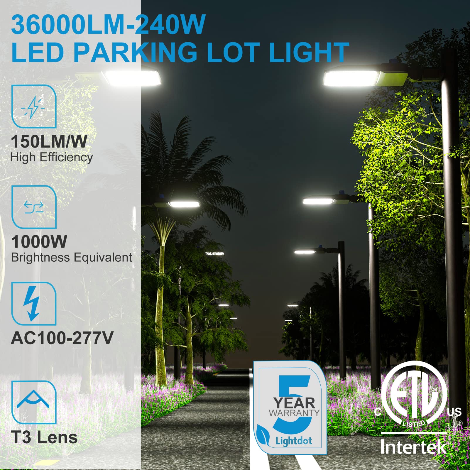 2Pack 200W LED Parking Lot Lighting 35000LM 5000K LED Pole Lights Outdoor with Dusk to Dawn, LED Parking Lot Lights Outdoor Pole Mount-๐ณ๐ฌ๐ฟ๐ ๐ช๐ฎ๐ฟ๐ฟ๐ฎ๐ป๐๐(Coverage: 55~75Ft at Height:25~35Ft)