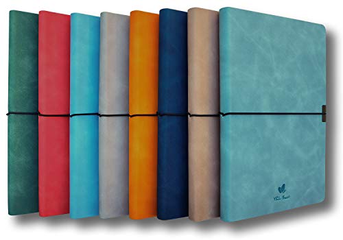YRL Best Writing Journal Notebook, College Ruled/Lined, A5, 5.8x8.3”, Premium Faux Leather Soft Cover, Fine Thick Paper, Sewn Bound, Inner Pocket, Elastic Closure Wrap, Pen Loop, Lays Flat, Green