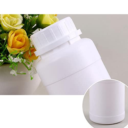 Othmro 5Pcs 300ml Plastic Bottles, Lab Cylindrical Chemical Reagent Bottle, Wide Mouth Laboratory Reagent Bottle, Sample Sealing Liquid Storage Container for Food Store White
