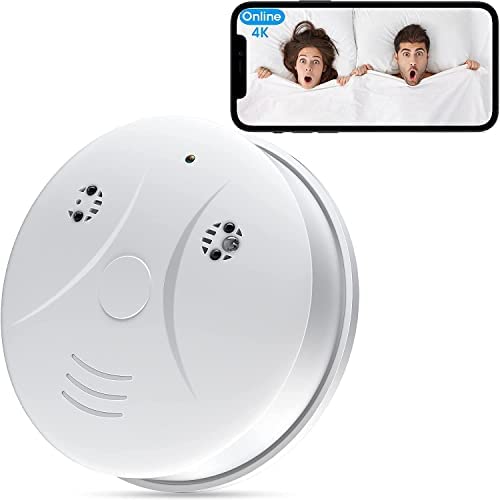 4K Smoke Detector WiFi Hidden Cameras HD 1080P Small Camera Night Vision and Motion Detection Spy Cameras for Home Security Nanny Cams