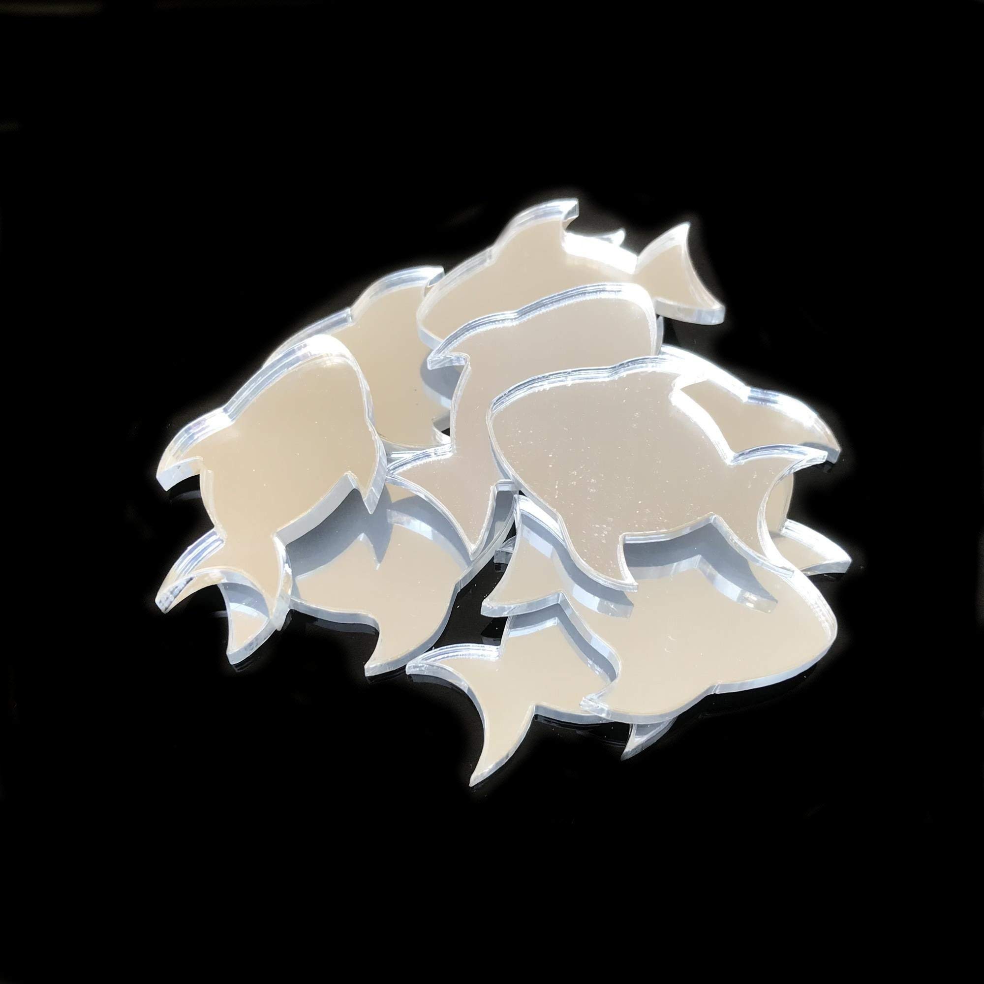 Super Cool Creations Fish Shaped Crafting Mirrors, Set of 10, Many Colours, Shatterproof Acrylic, Bronze Mirror, Pack of 10 x 3cm