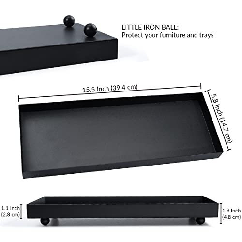 Aglary Rectangle Black Matte Metal Tray, Suit for Candle Holder, Vanity Decor Projects, Bathroom Toilet Tank Tray, Perfume or Jewelry Storage, and Coffee Table Centerpiece